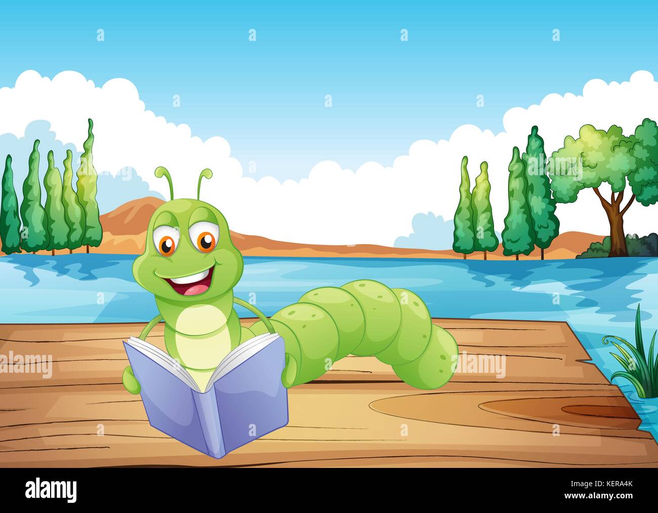 Illustration of a worm reading a book Stock Vector Image & Art - Alamy