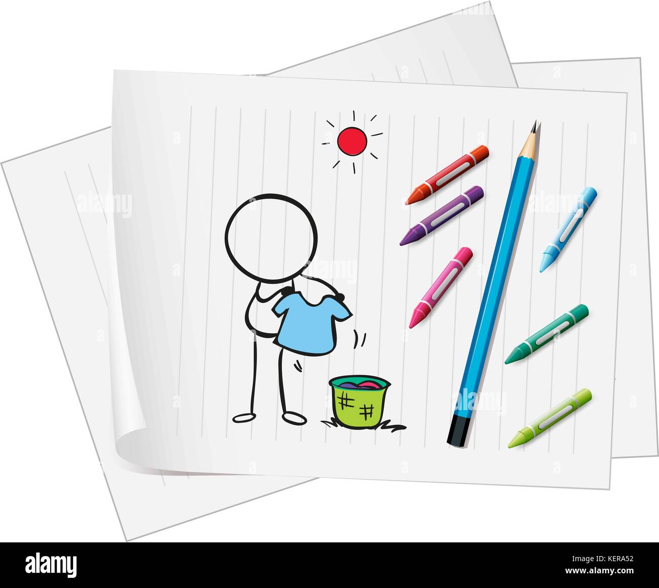 Illustration of a doodle art in a piece of paper on a white background ...