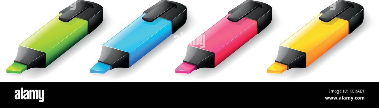 Illustration of the four colorful markers on a white background Stock ...