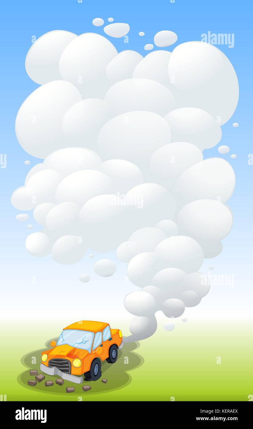 Illustration of a damaged car releasing smoke Stock Vector Image & Art ...