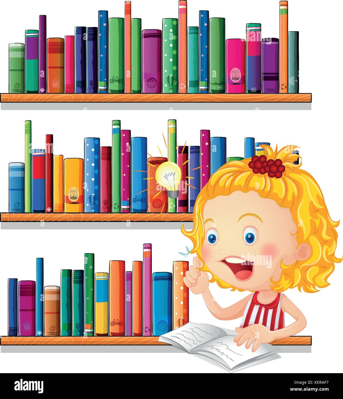 Illustration of a girl thinking while studying on a white background ...