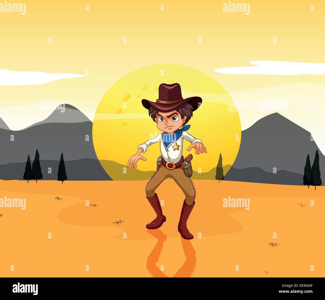 Illustration of a mad cowboy at the desert Stock Vector Image & Art - Alamy