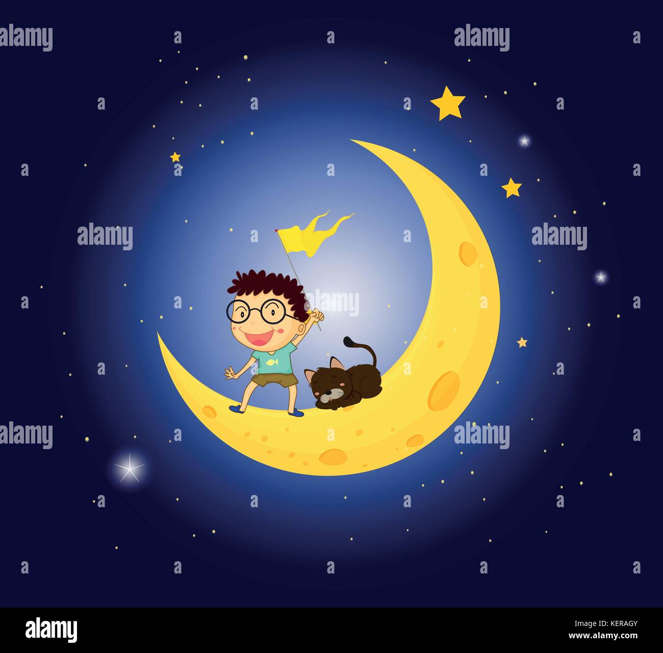 Boy sleeping cat Stock Vector Images - Alamy
