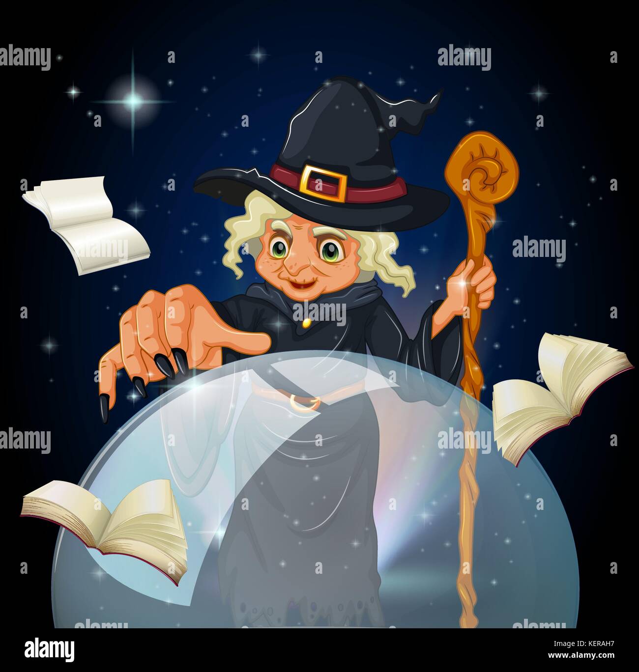 Illustration of a witch doing a spell Stock Vector Image & Art - Alamy