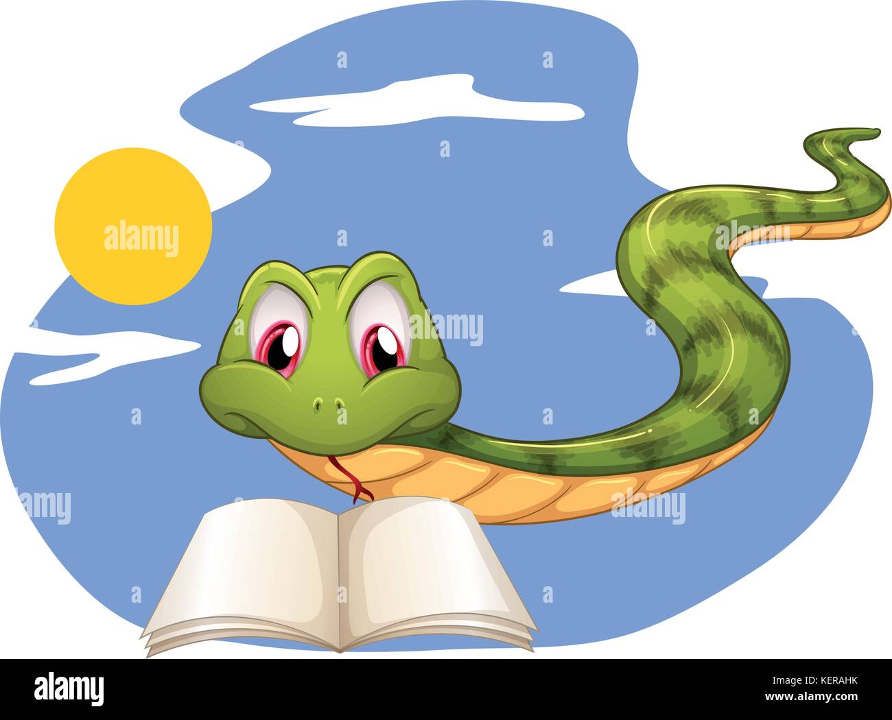 Illustration of a snake reading on a white background Stock Vector ...