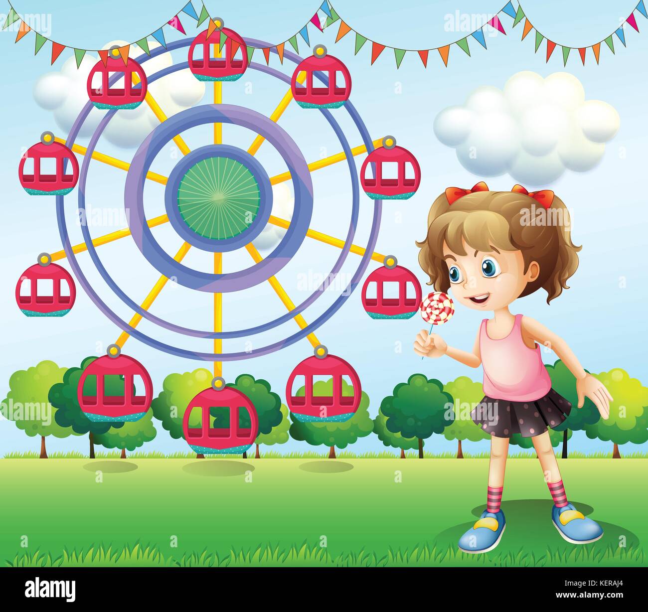 Illustration of a girl at the carnival Stock Vector Image & Art - Alamy