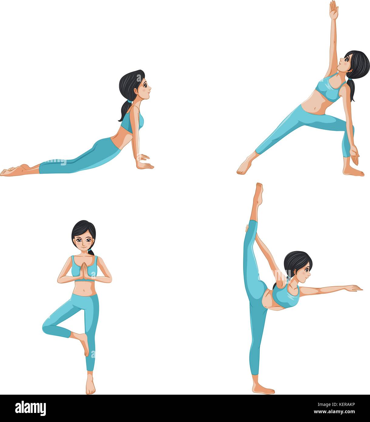 Illustration of the different positions of yoga on a white background ...