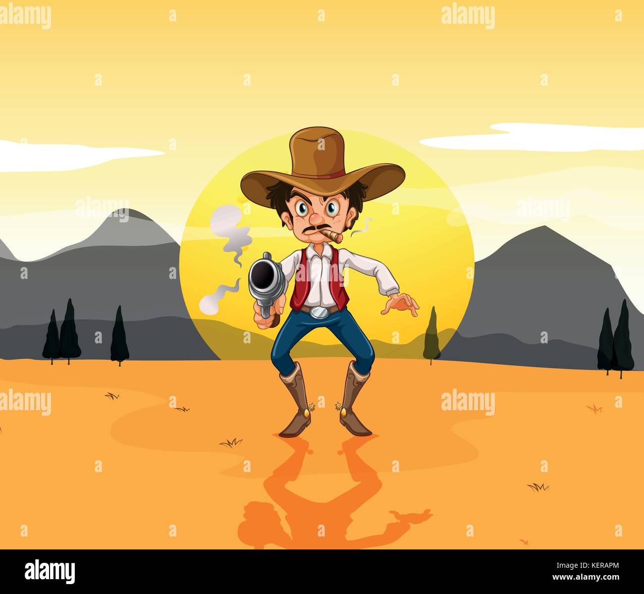 Cowboy Gun Smoke Stock Vector Images - Alamy