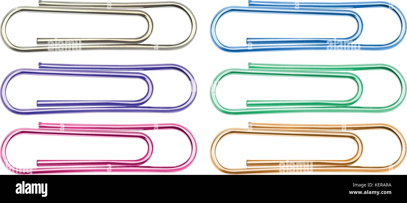 Illustration of the colorful paper clips on a white background Stock ...