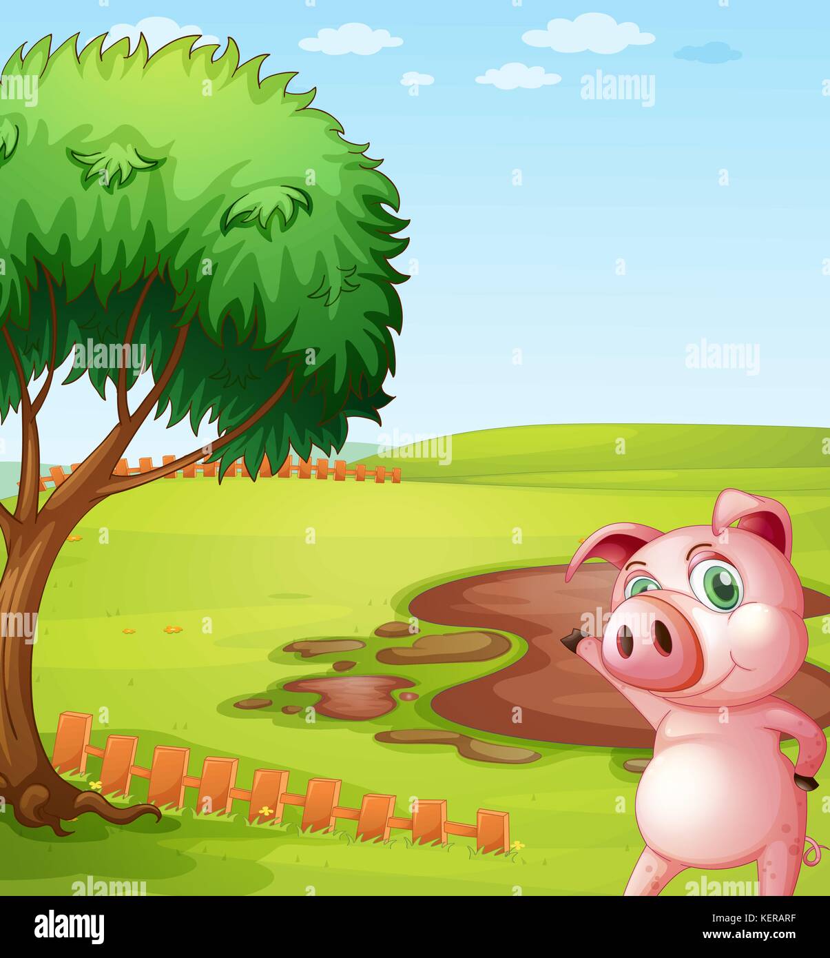 Illustration of a pig introducing the pig farm Stock Vector Image & Art ...