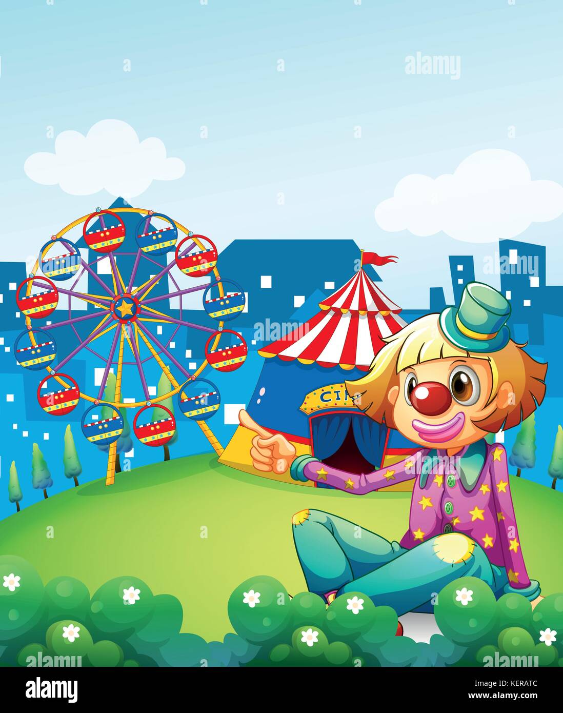 Illustration of a female clown pointing the carnival Stock Vector Image ...