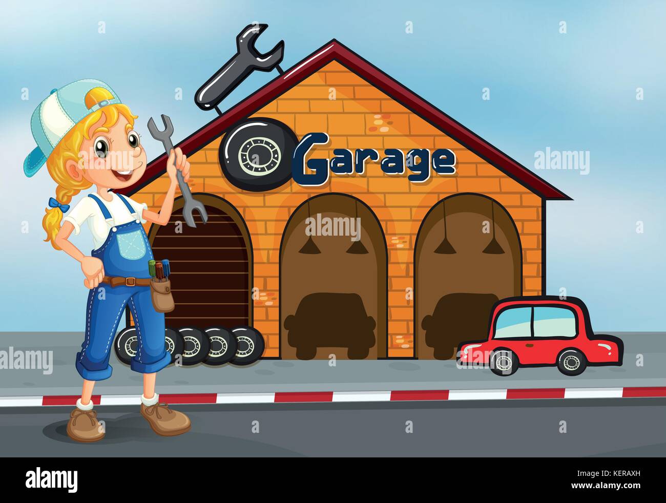 Cartoon Car Auto Repair Garage Stock Photos & Cartoon Car Auto Repair ...