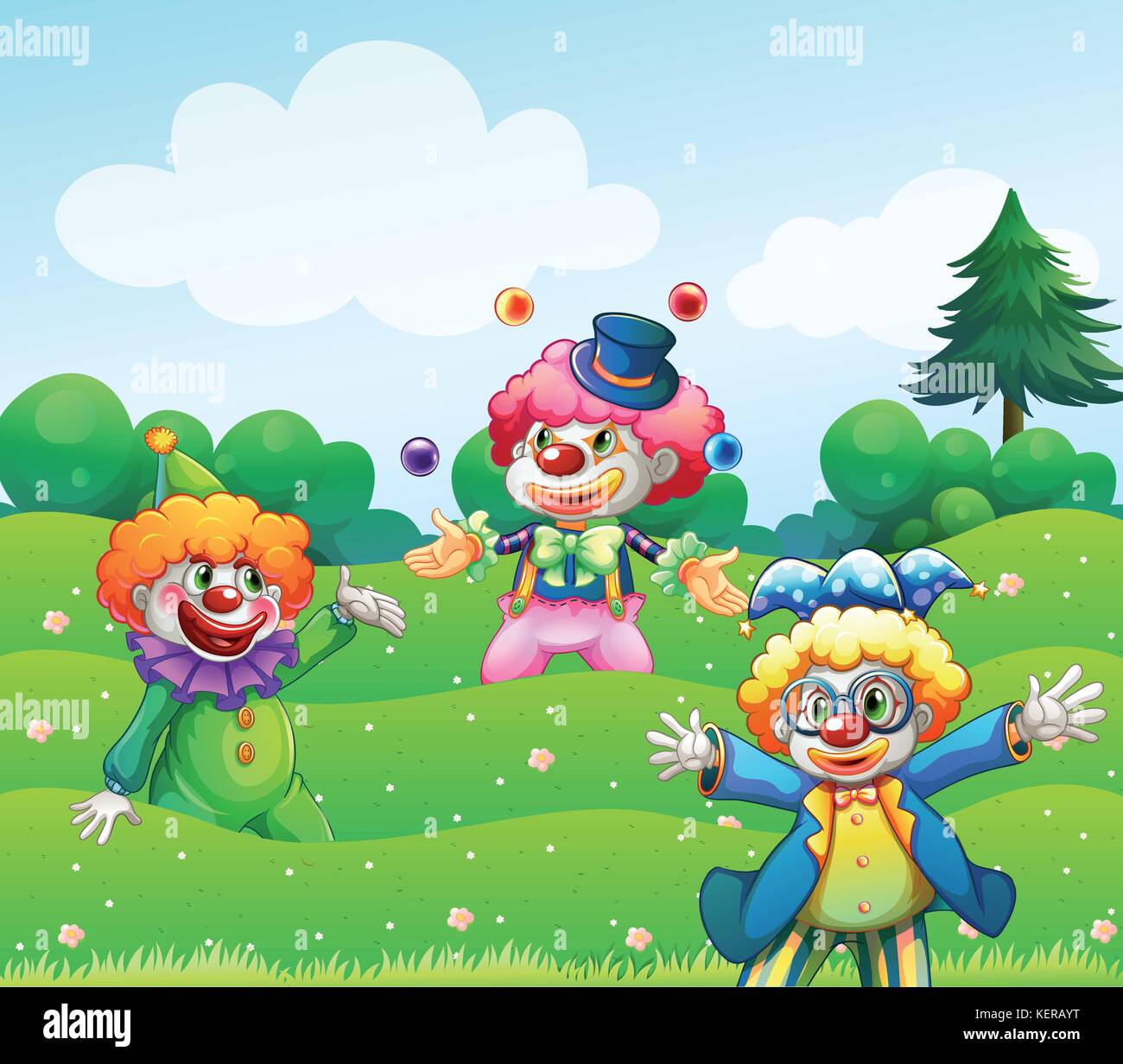 Illustration of the three clowns at the garden Stock Vector Image & Art ...