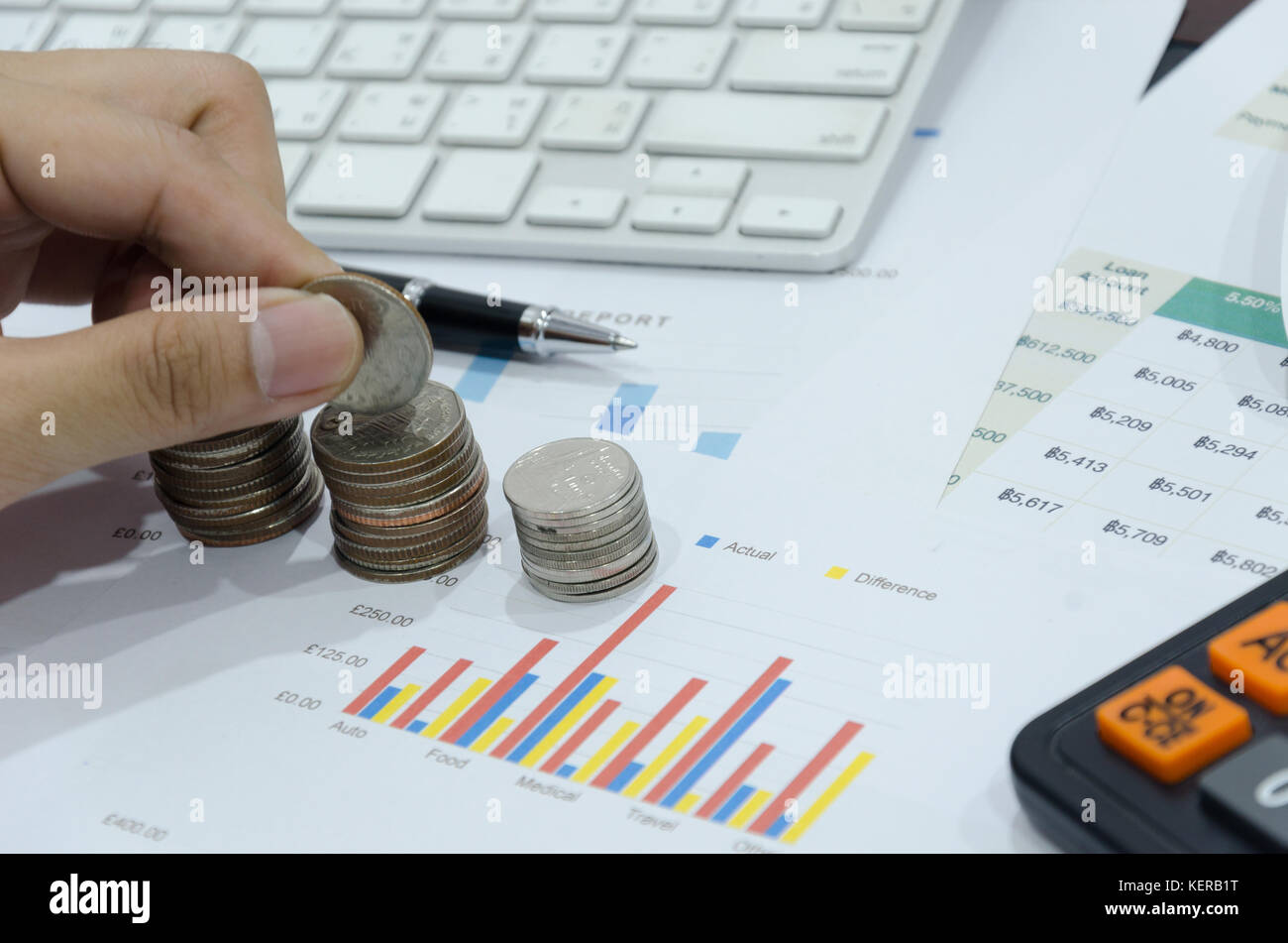 Business man investment analysis graphs Stock Photo - Alamy