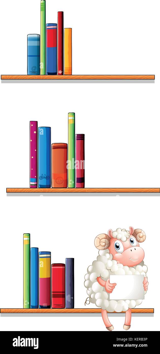 Illustration of a sheep in the library on a white background Stock ...