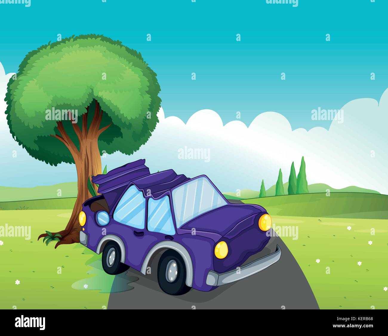 Car tree crash Stock Vector Images - Alamy