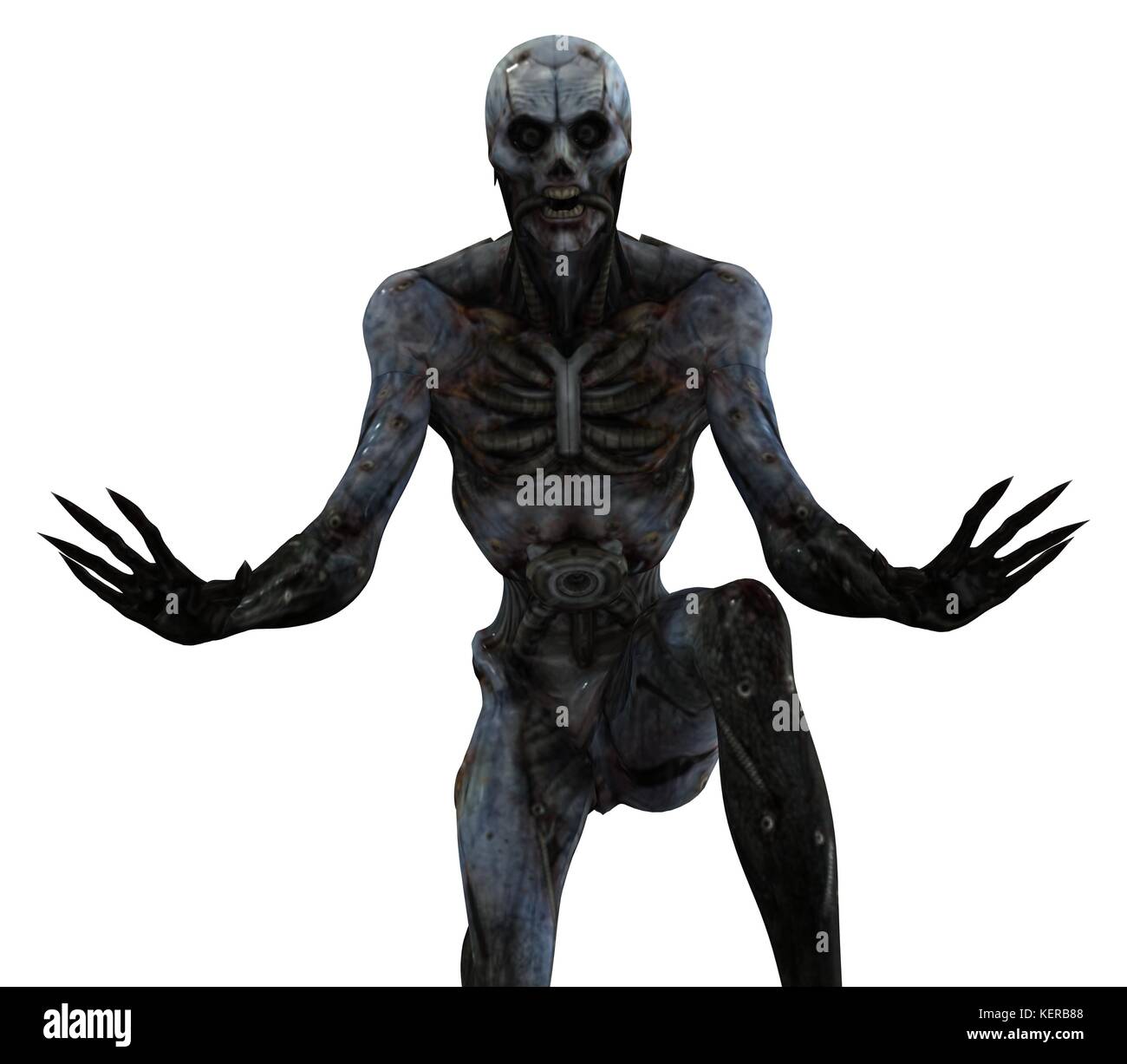 3d illustration the cyborg monster concept isolated on white Stock ...