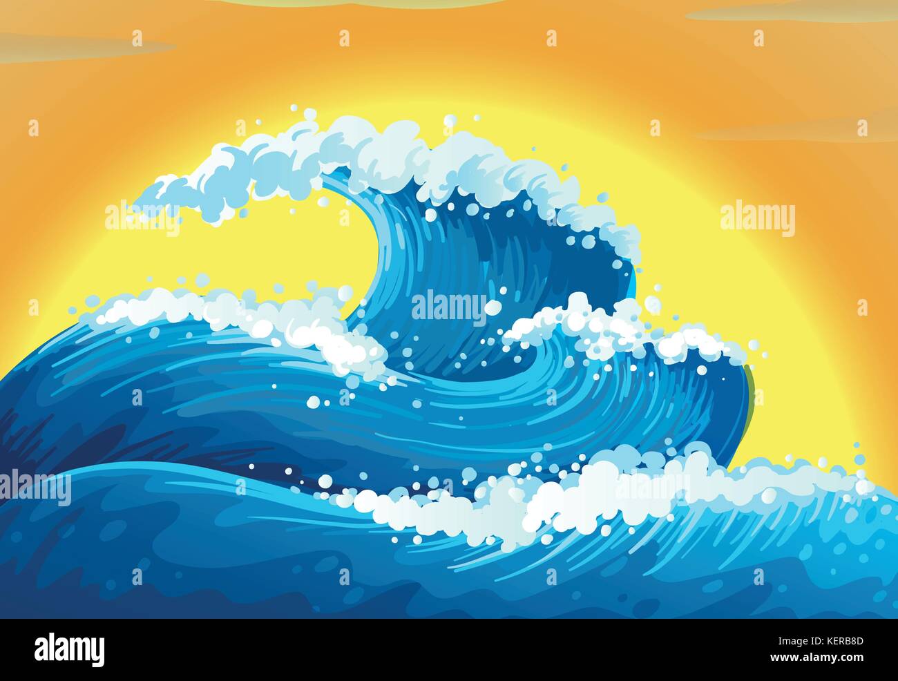 Big ocean waves sun Stock Vector Images - Alamy