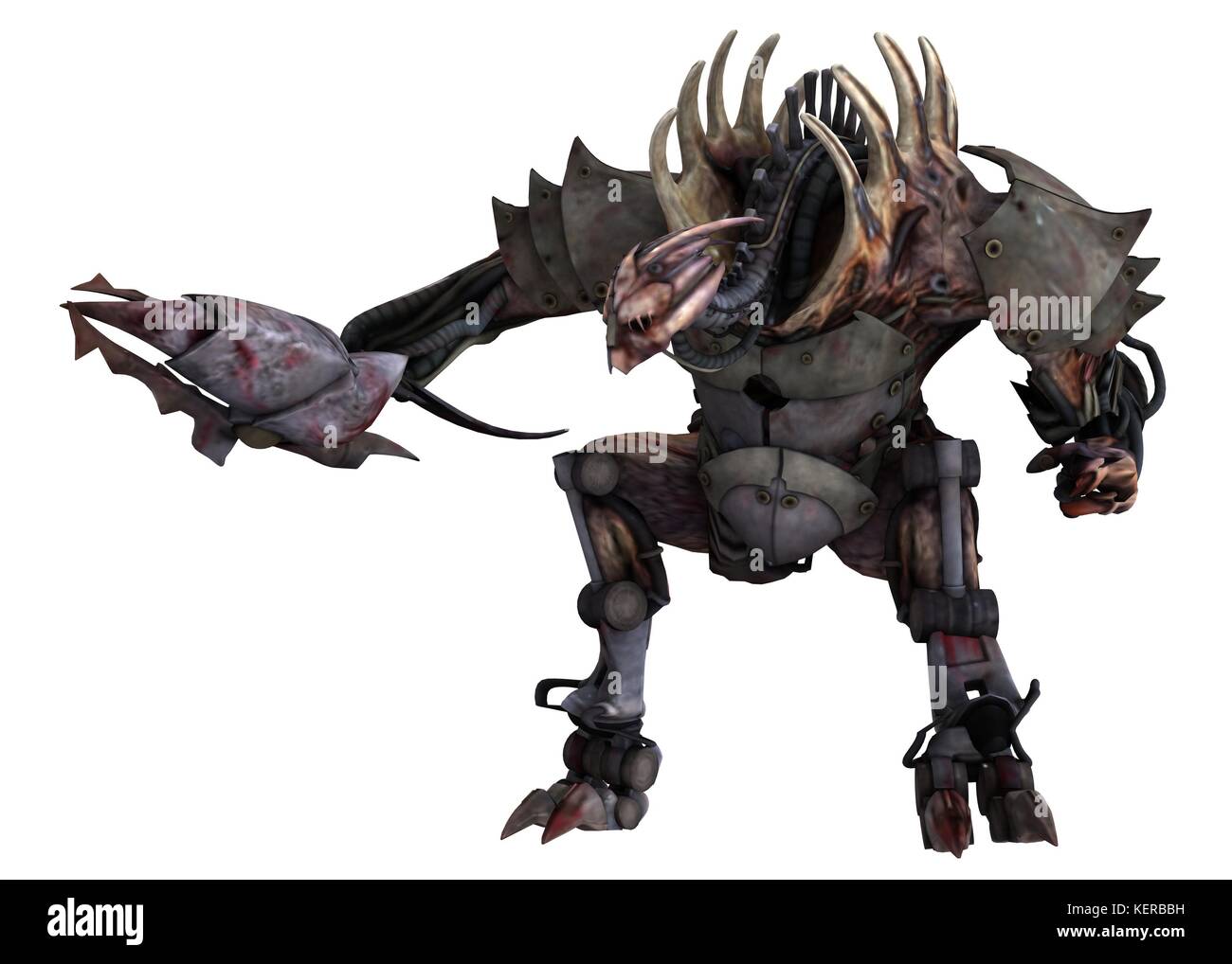 3d illustration the cyborg monster concept isolated on white Stock ...