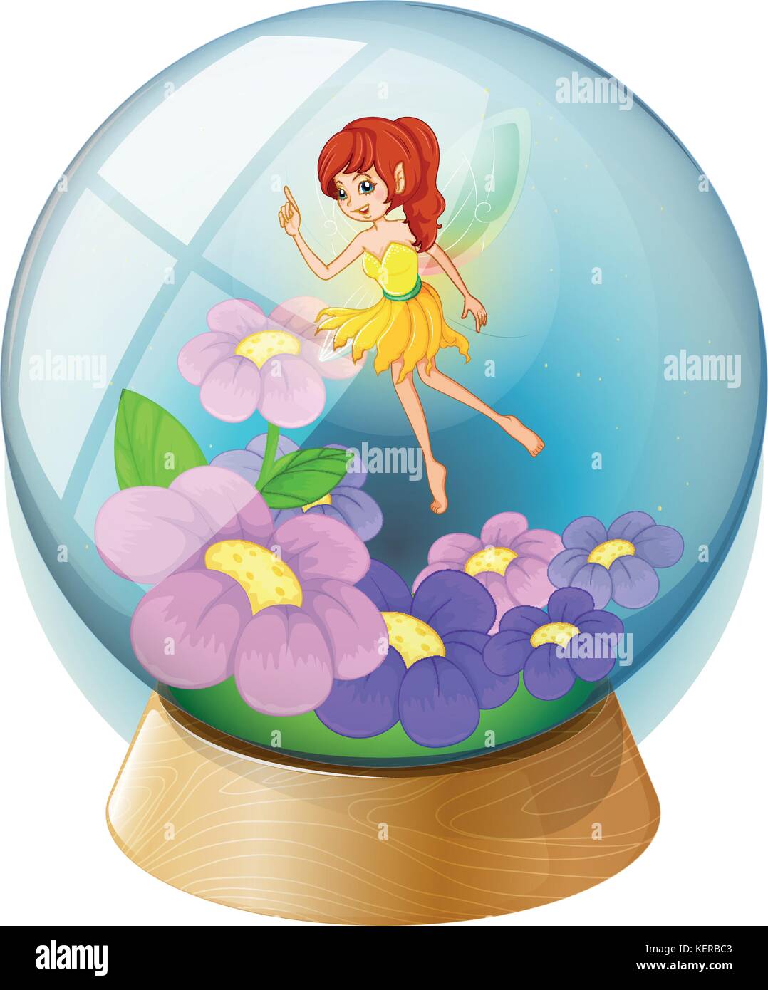 Illustration of a flower fairy inside the crystal ball on a white ...