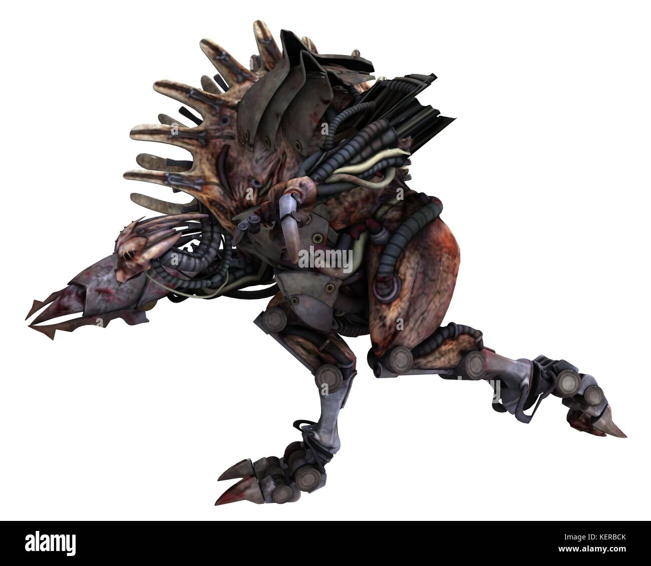 3d illustration the cyborg monster concept isolated on white Stock ...