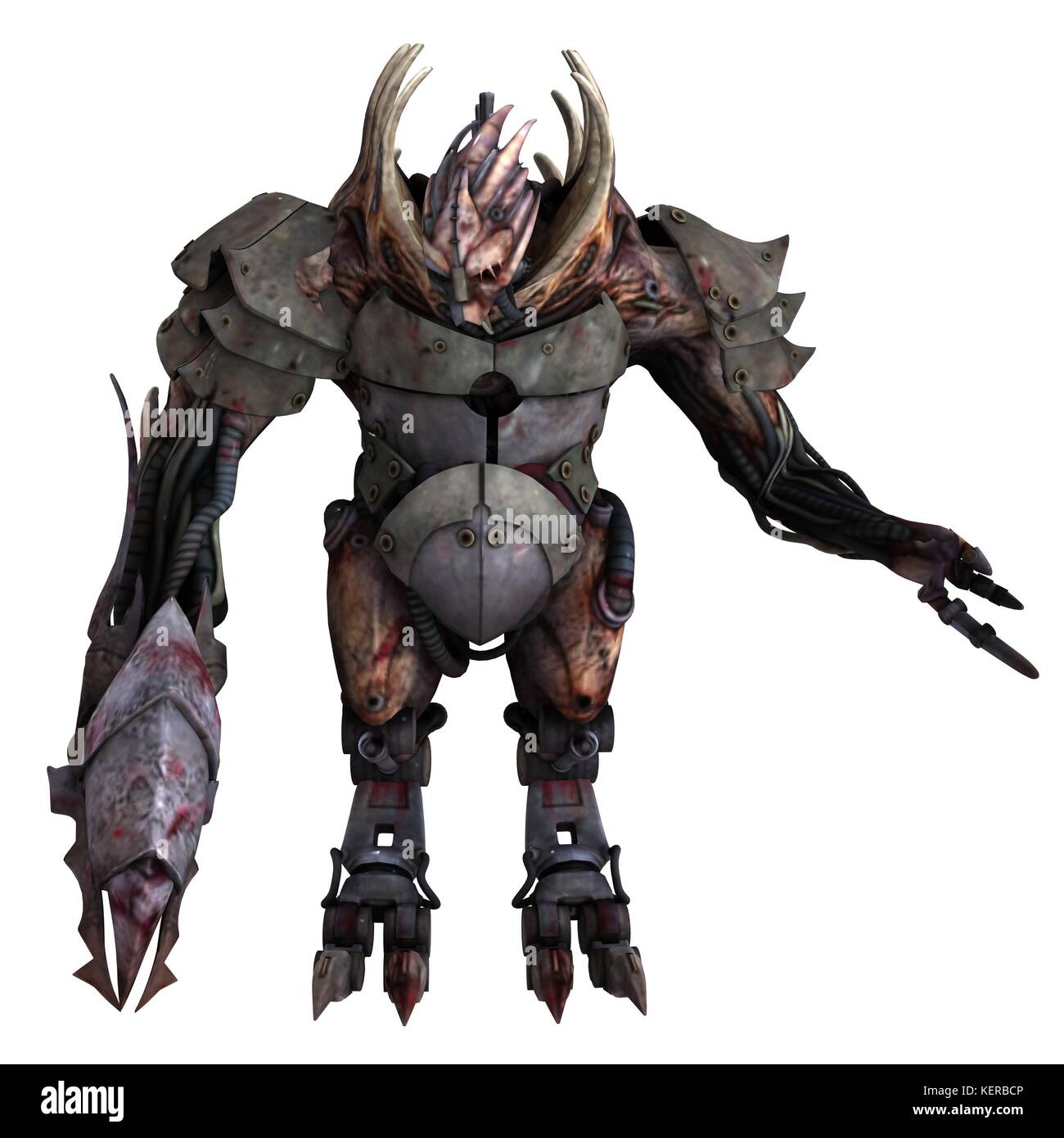 3d illustration the cyborg monster concept isolated on white Stock ...