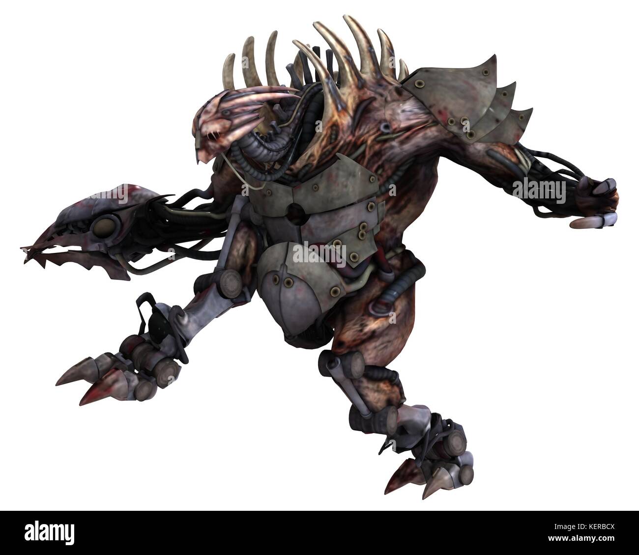 3d illustration the cyborg monster concept isolated on white Stock ...