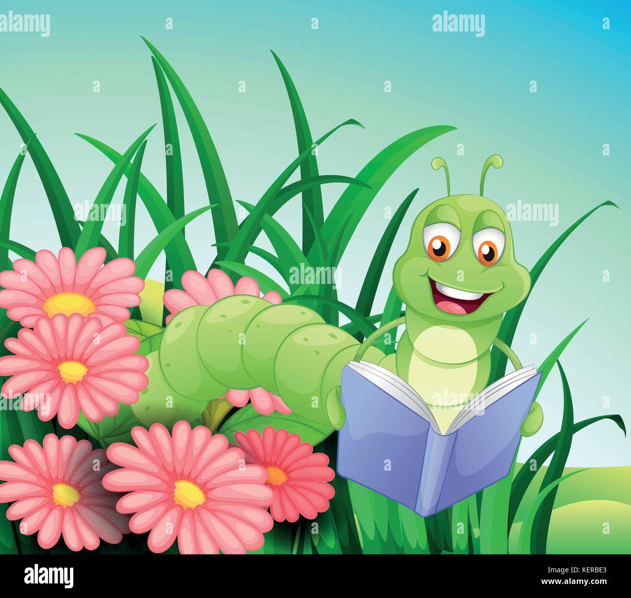 Illustration of a worm reading a book Stock Vector Image & Art - Alamy