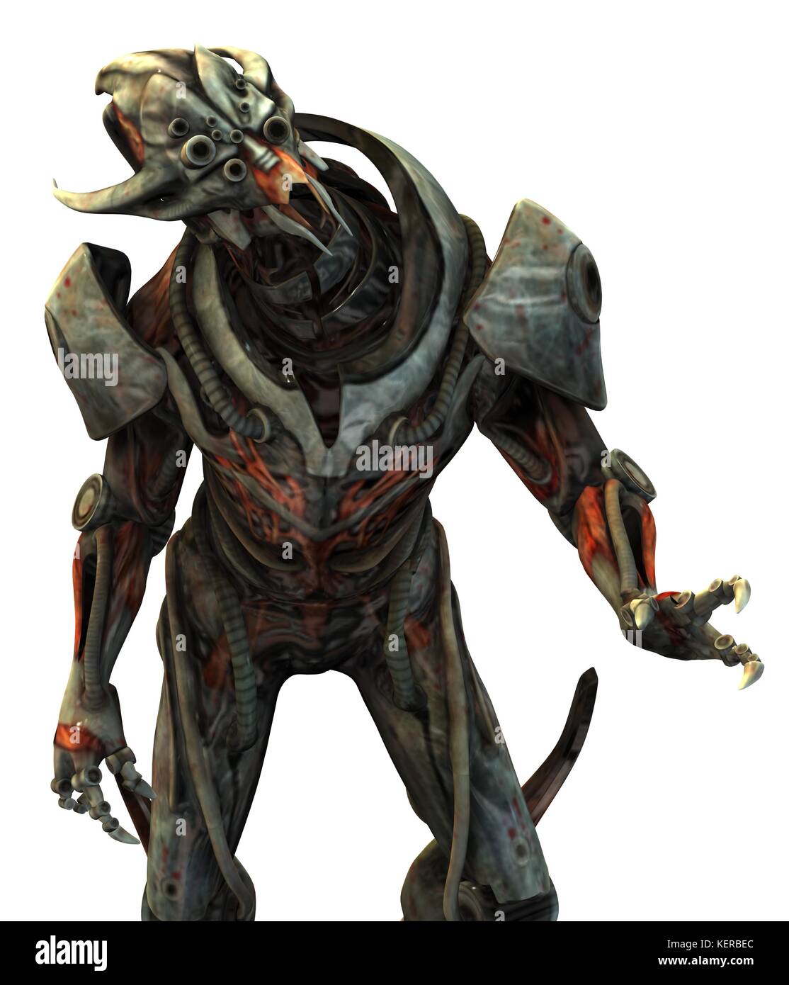 3d illustration the cyborg monster concept isolated on white Stock ...