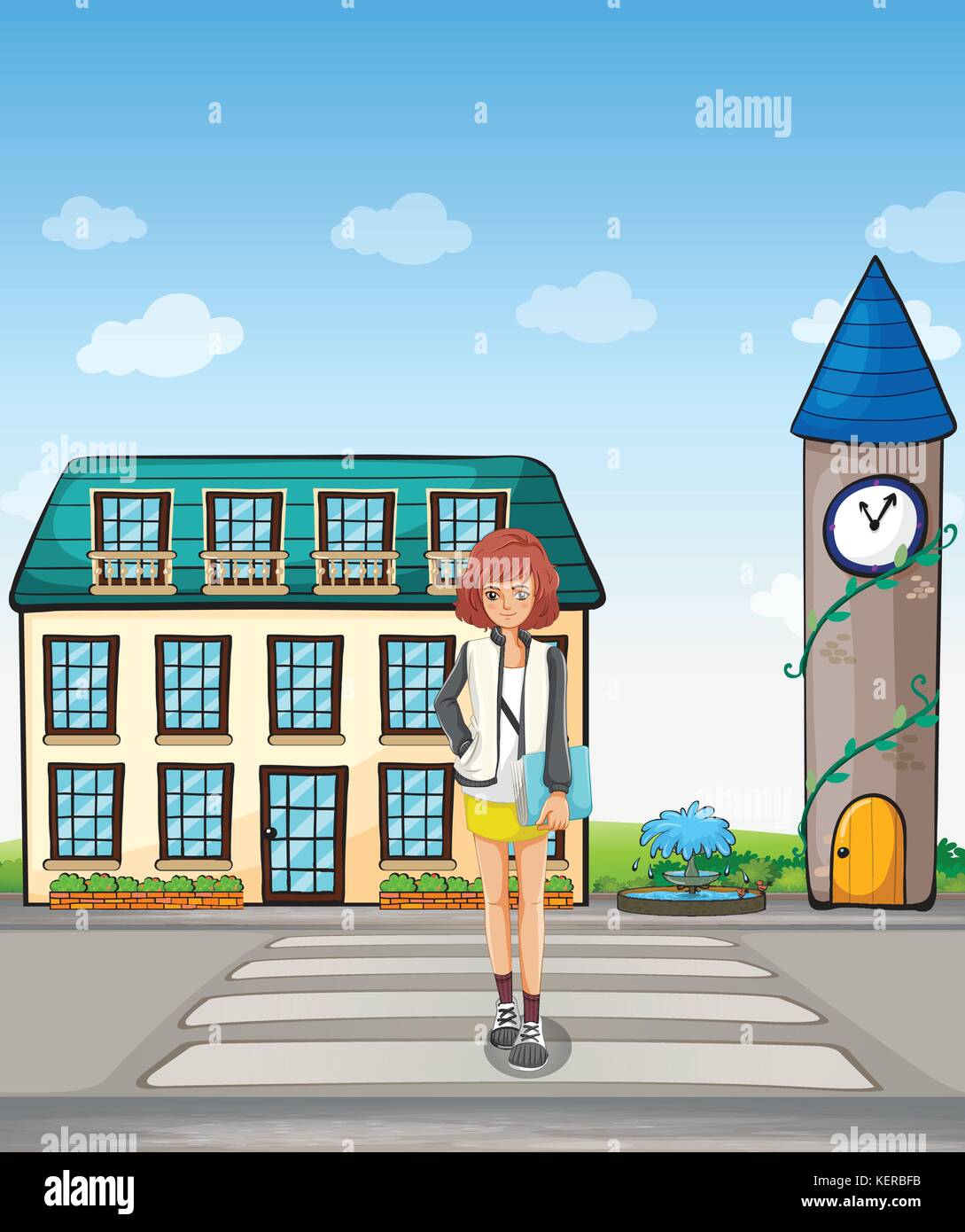 Woman crossing street in Stock Vector Images - Alamy