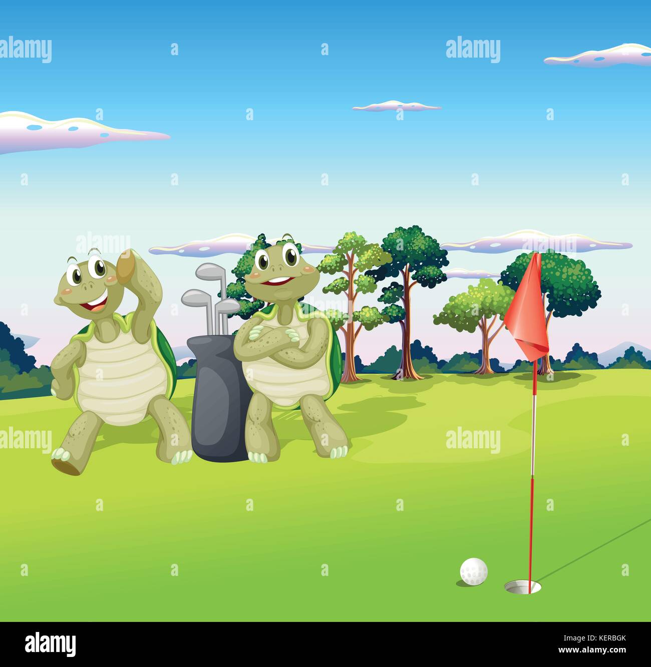 Illustration of the two turtles playing golf Stock Vector Image & Art ...