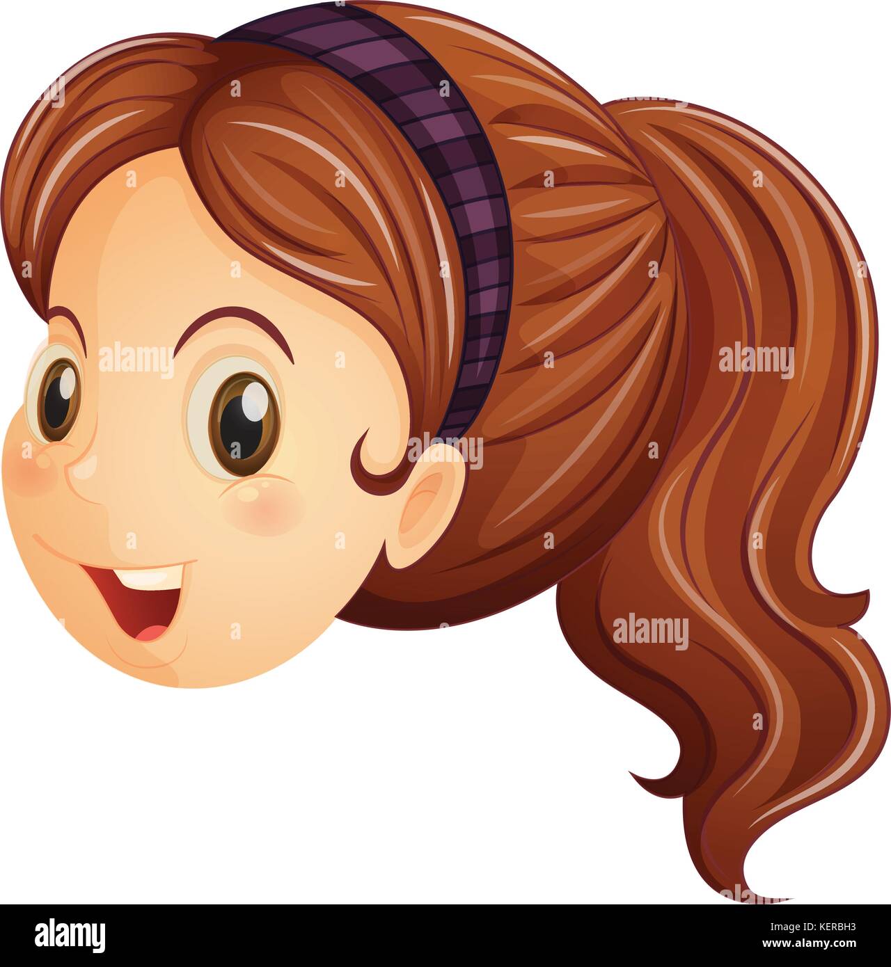 Illustration of a face of a girl with a headband on a white background ...