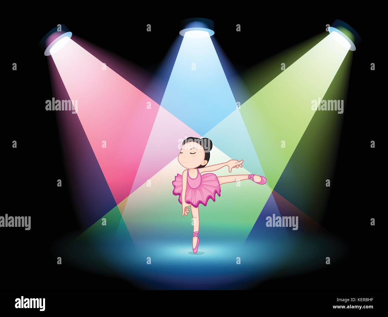 Illustration of a stage with a cute ballerina in the middle Stock ...