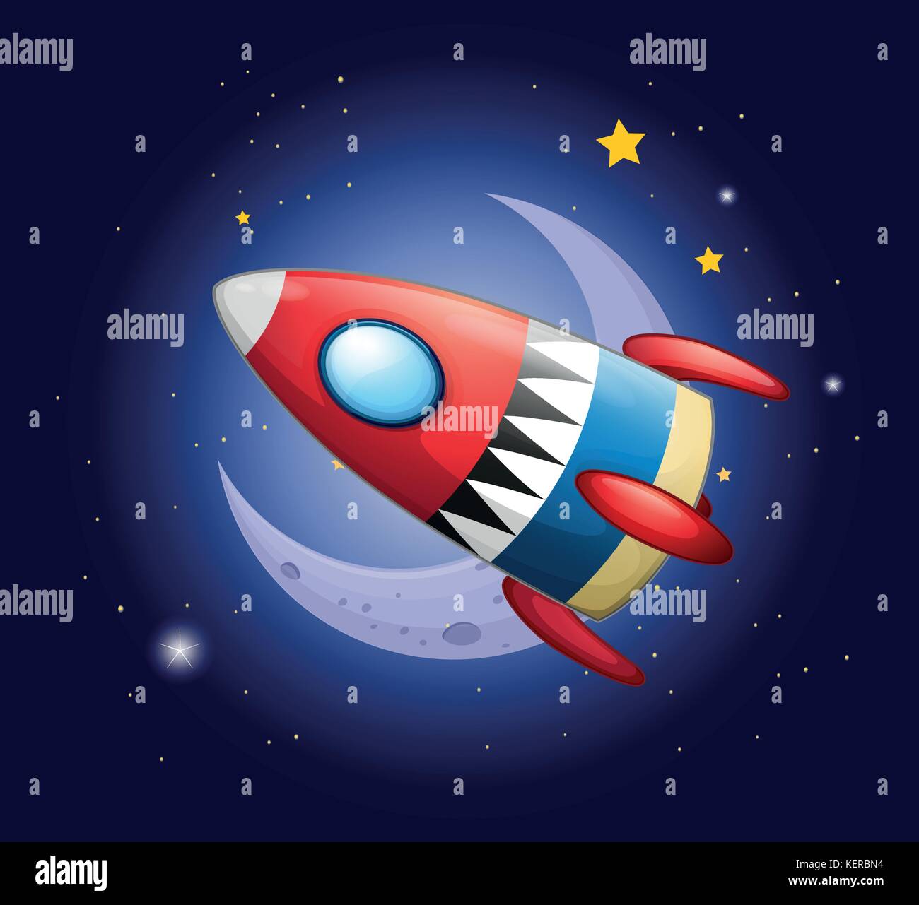 Illustration of a spaceship near the moon Stock Vector Image & Art - Alamy