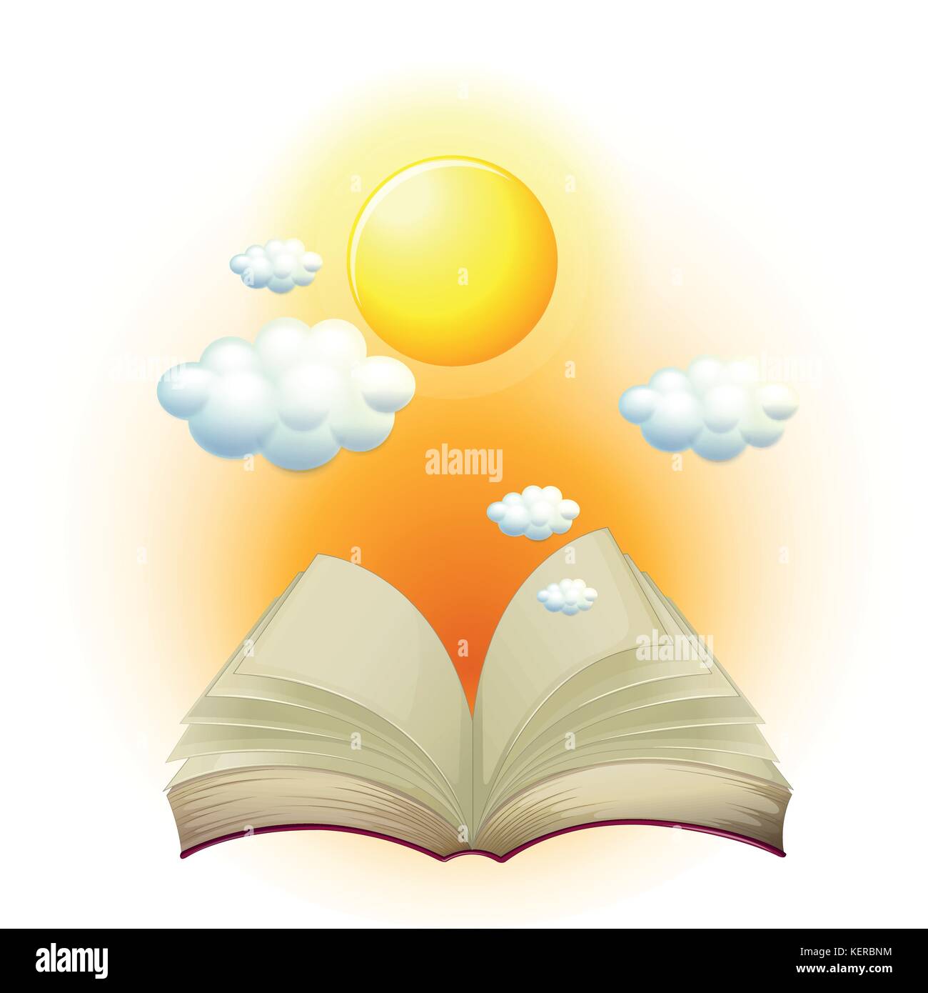 Illustration of a book with a story about the sun on a white background ...