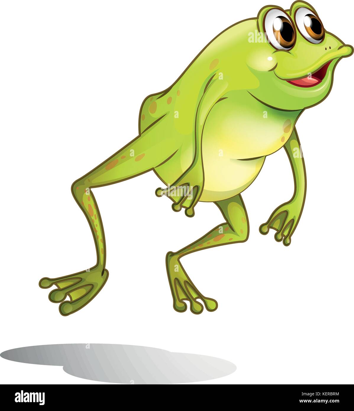 Illustration of a green frog hopping on a white background Stock Vector ...