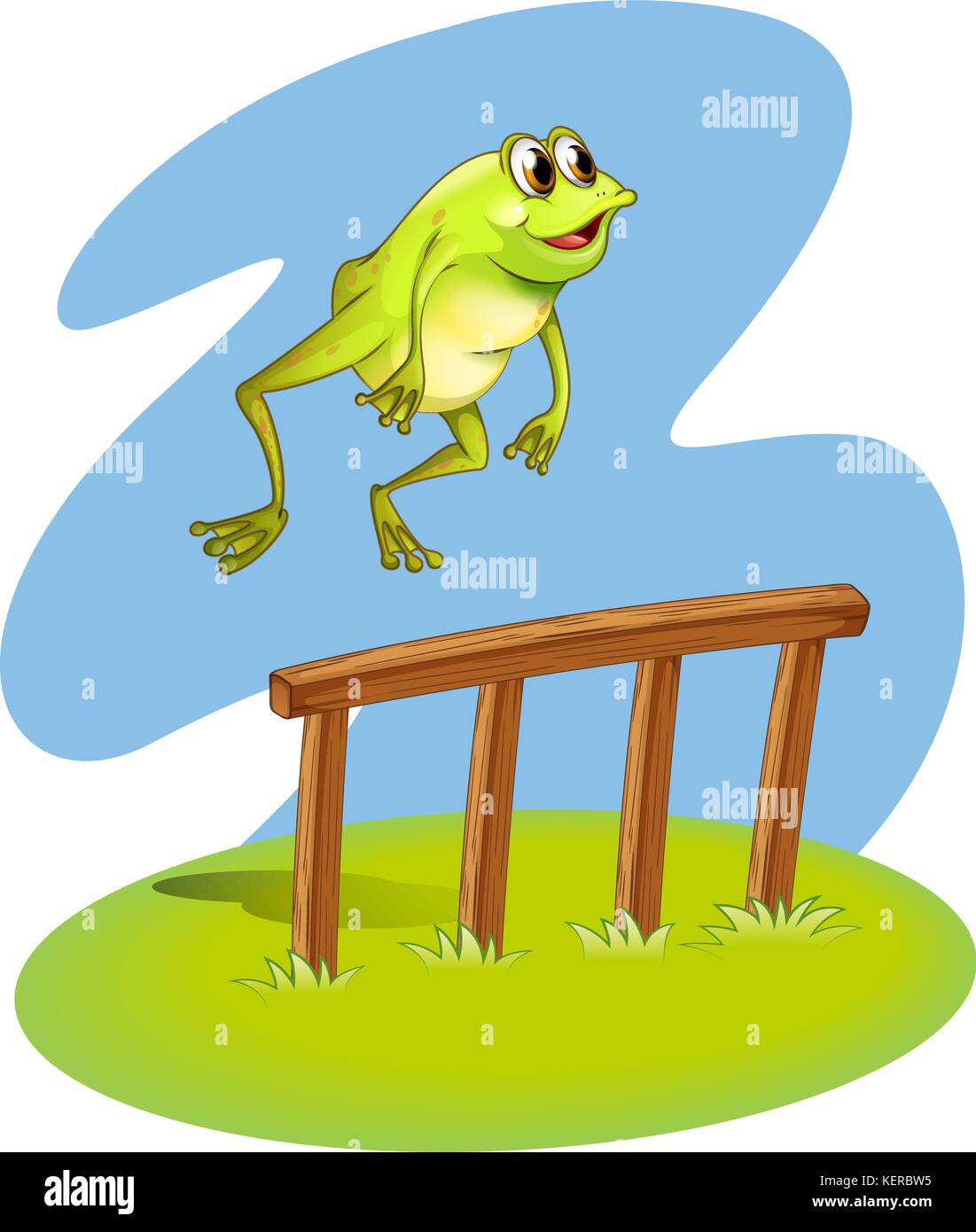Illustration of a green frog hopping on a white background Stock Vector ...