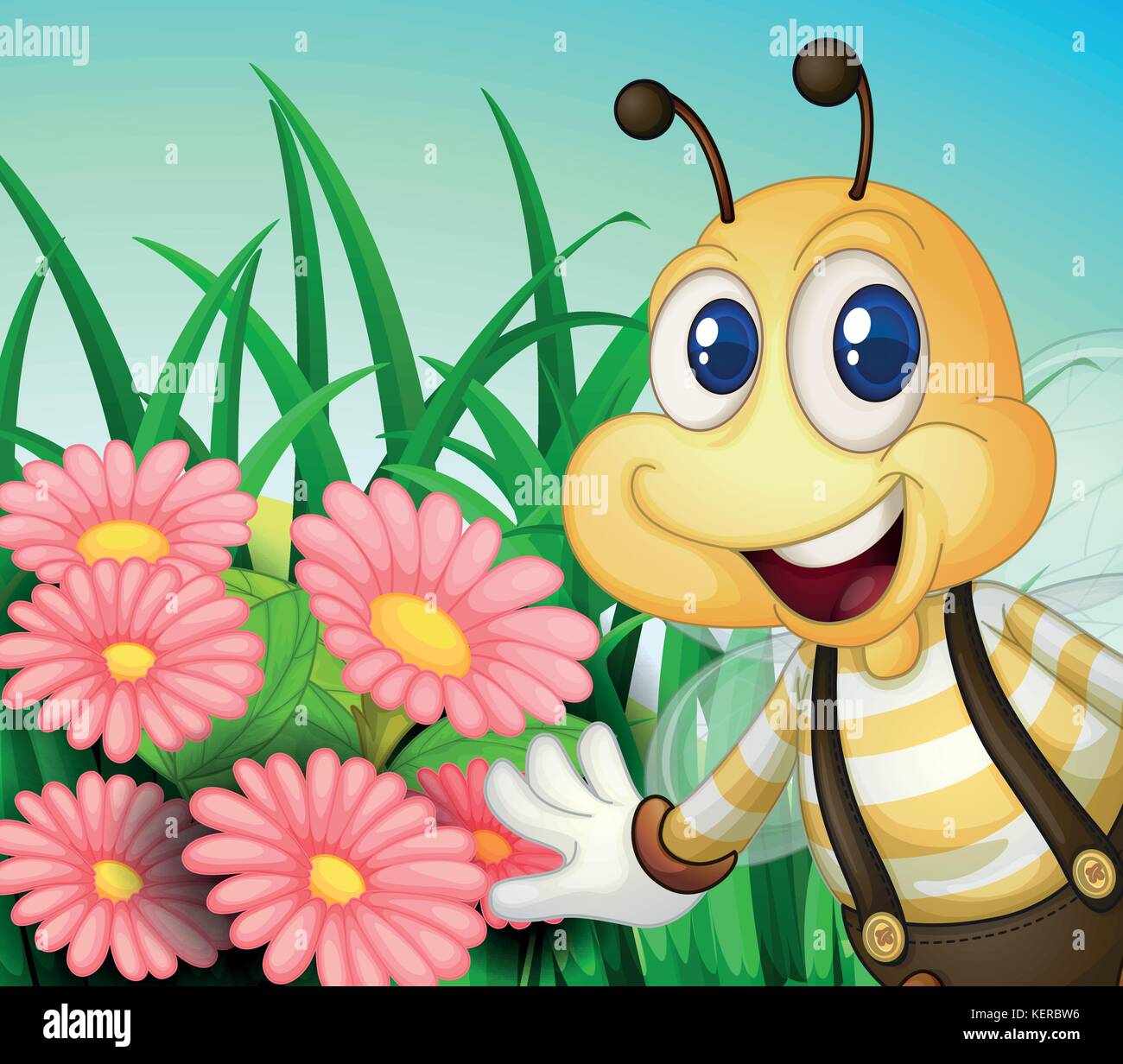 Illustration of a happy bee at the garden Stock Vector Image & Art - Alamy