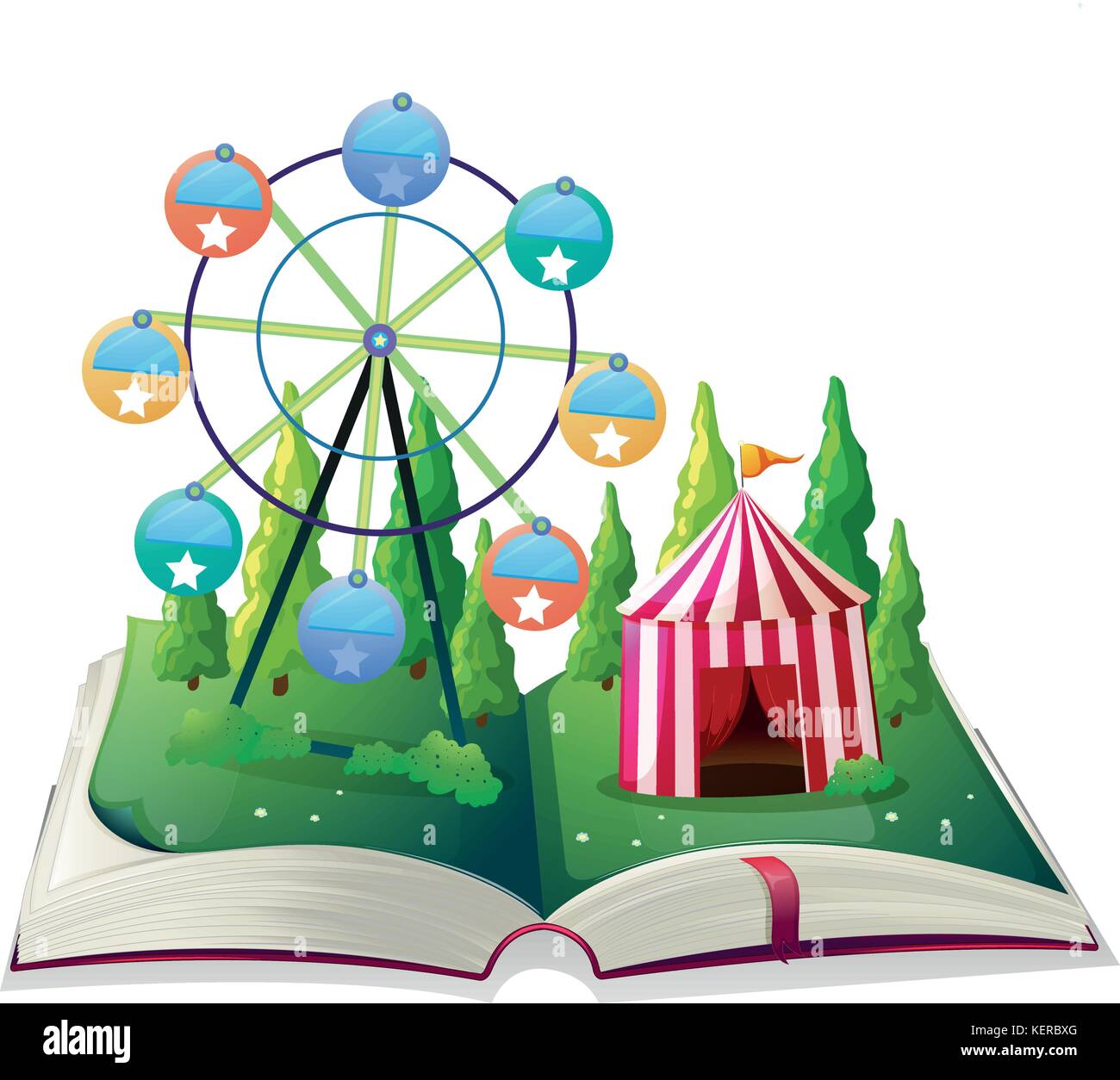 Illustration of a storybook with a carnival on a white background Stock ...