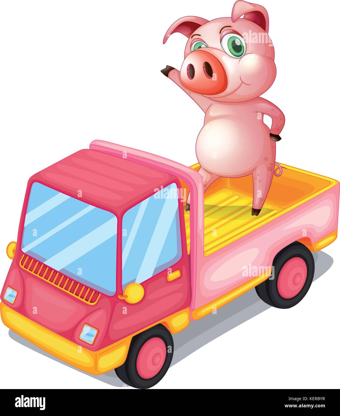 Illustration of a pig in the truck on a white background Stock Vector ...