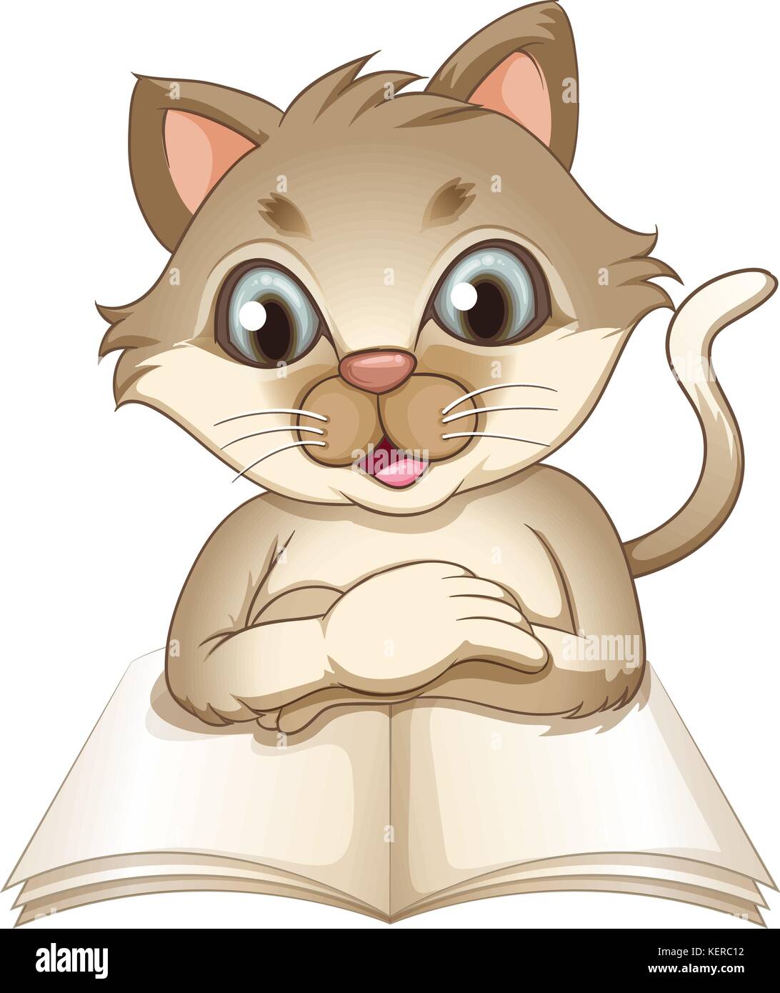 Illustration of a cat reading on a white background Stock Vector Image ...