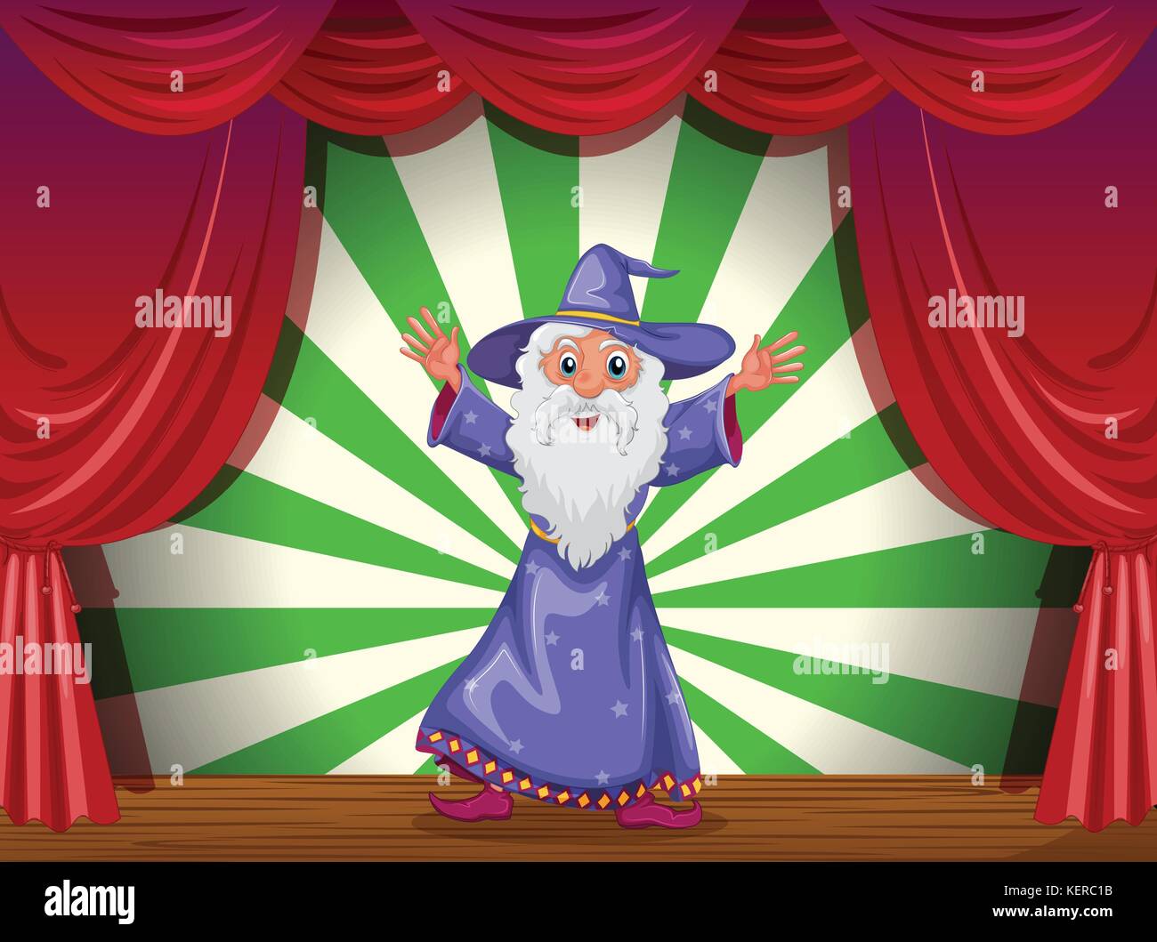 Illustration of a wizard doing magic on the stage Stock Vector Image ...