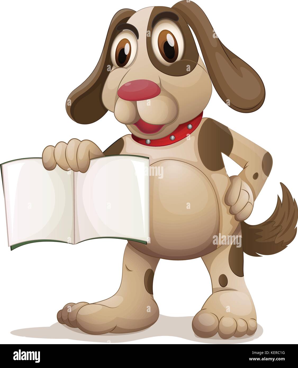 Illustration of a dog holding an empty book on a white background Stock ...