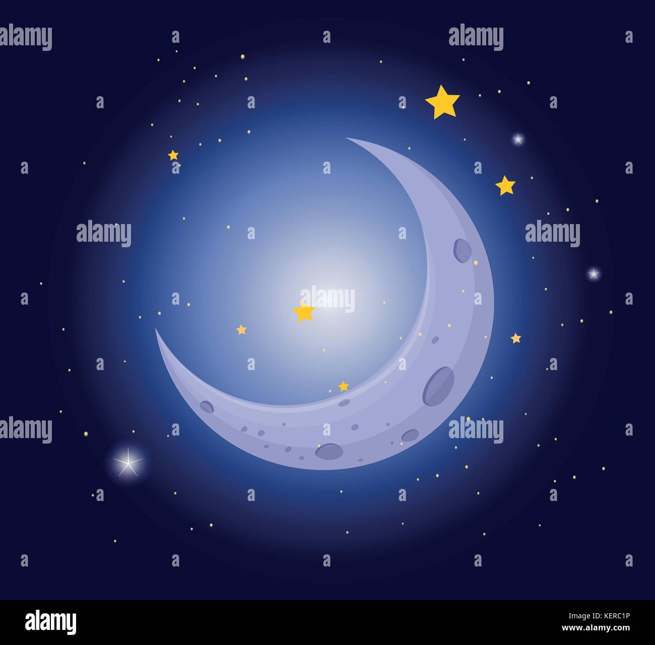 Illustration of a white crescent in the sky Stock Vector Image & Art ...