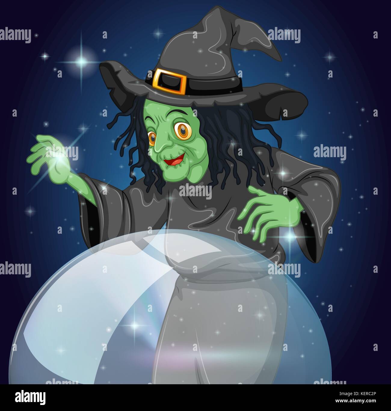 Illustration of a witch and her crystal ball Stock Vector Image & Art ...
