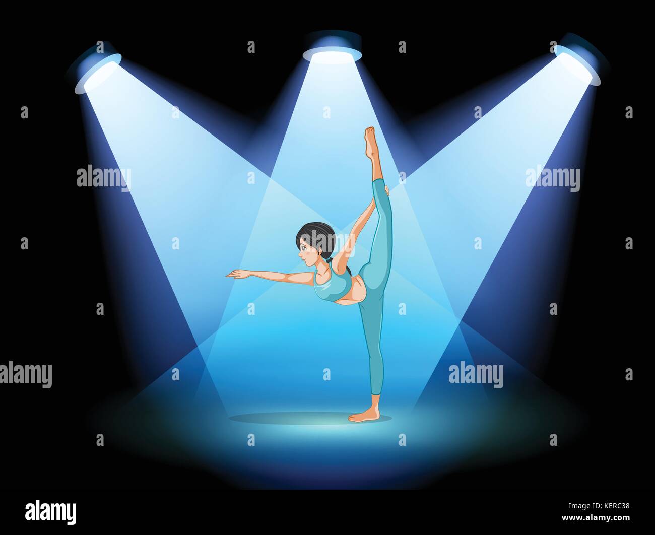Illustration of a woman dancing under the spotlights Stock Vector Image ...