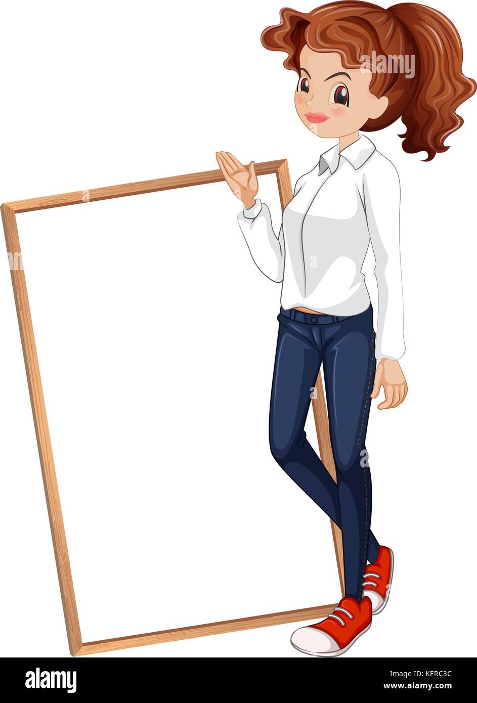 Illustration of a lady in a formal attire standing in front of the ...