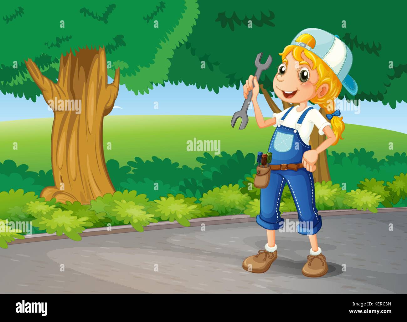 Illustration of a girl in the woods Stock Vector Image & Art - Alamy
