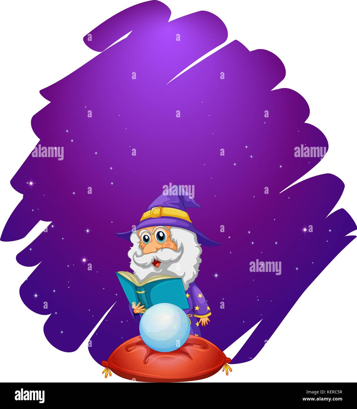 Illustration of a wizard performing a spell on a white background Stock ...