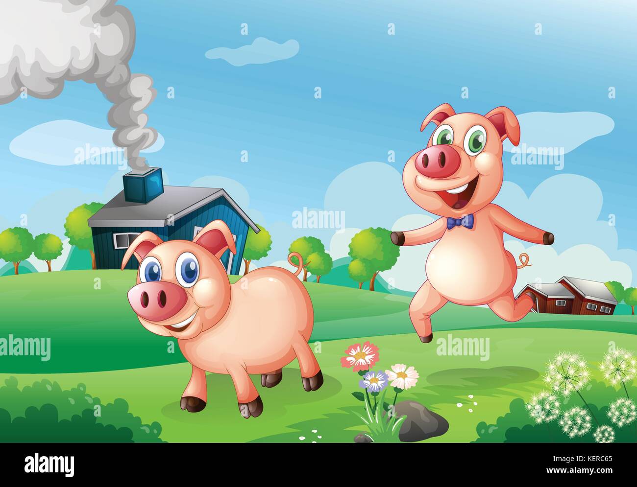 Two pigs barn farm Stock Vector Images - Alamy
